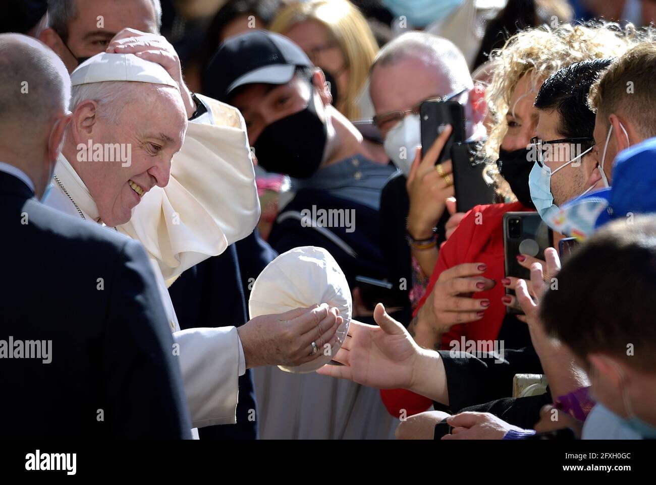 Pope Francis during the General audience in the Saint Damaso courtyard ...