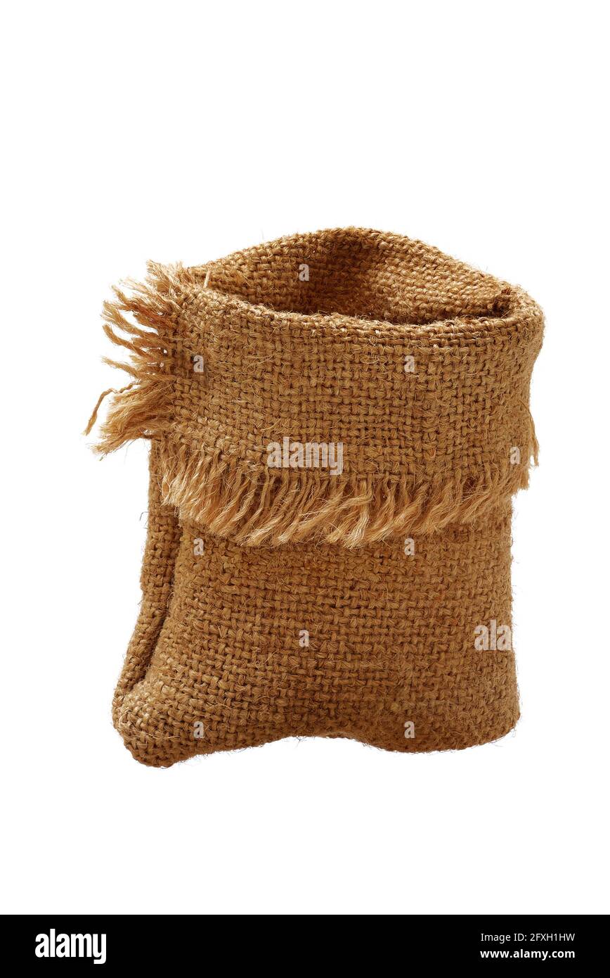 standing empty open burlap sack isolated on white background Stock ...