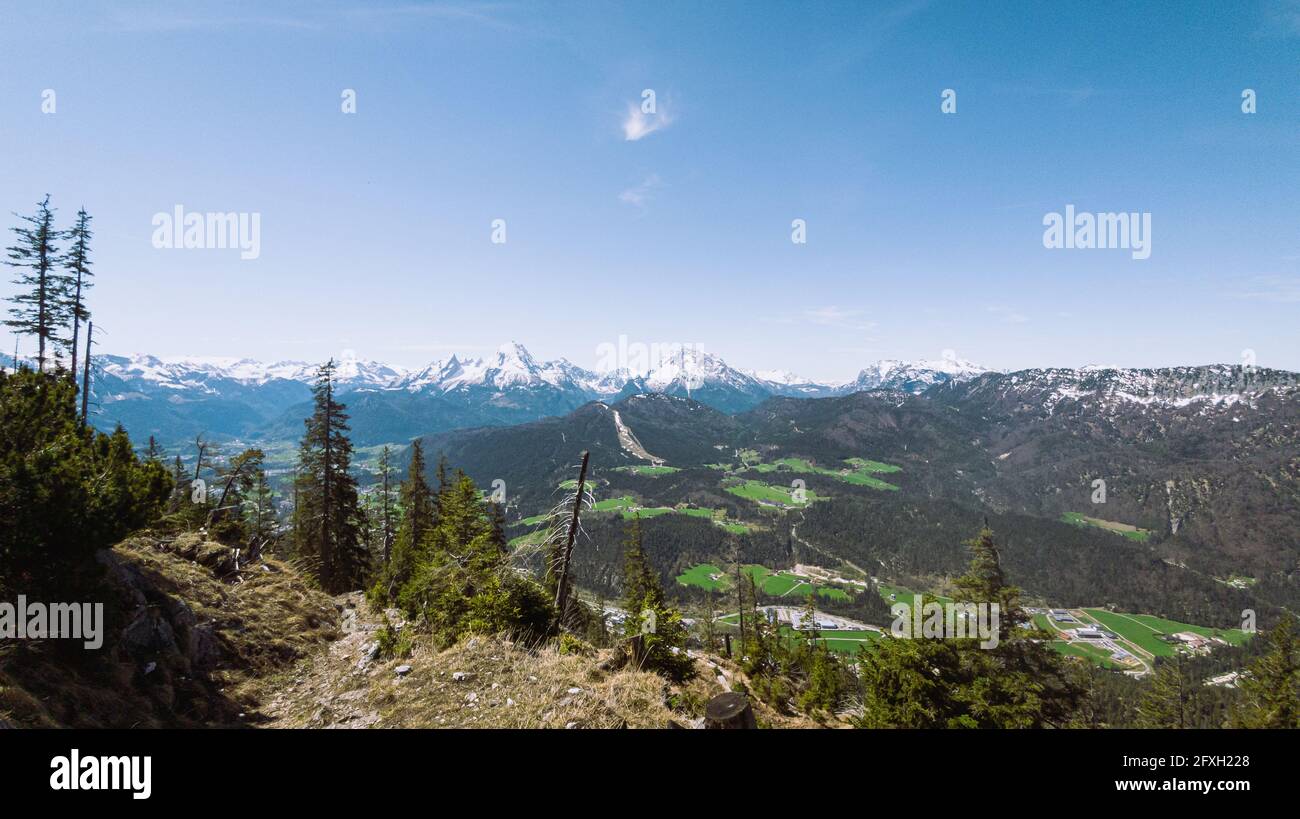 Panorama view to the Bavarian Alps in summer, Berchtesgaden, Germany ...