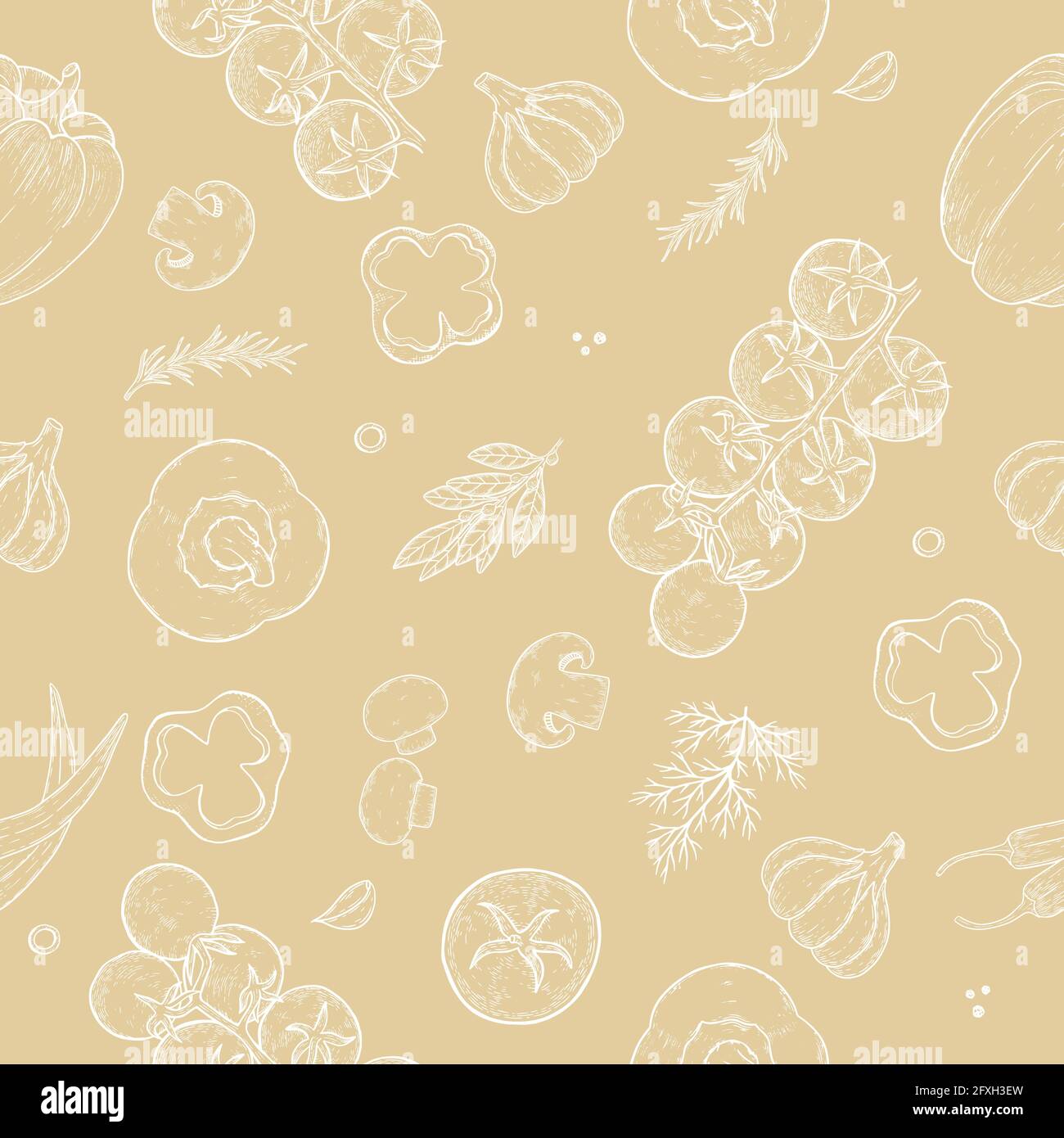 Hand drawn vector seamless pattern with pizza. Sketch style. Perfect ...