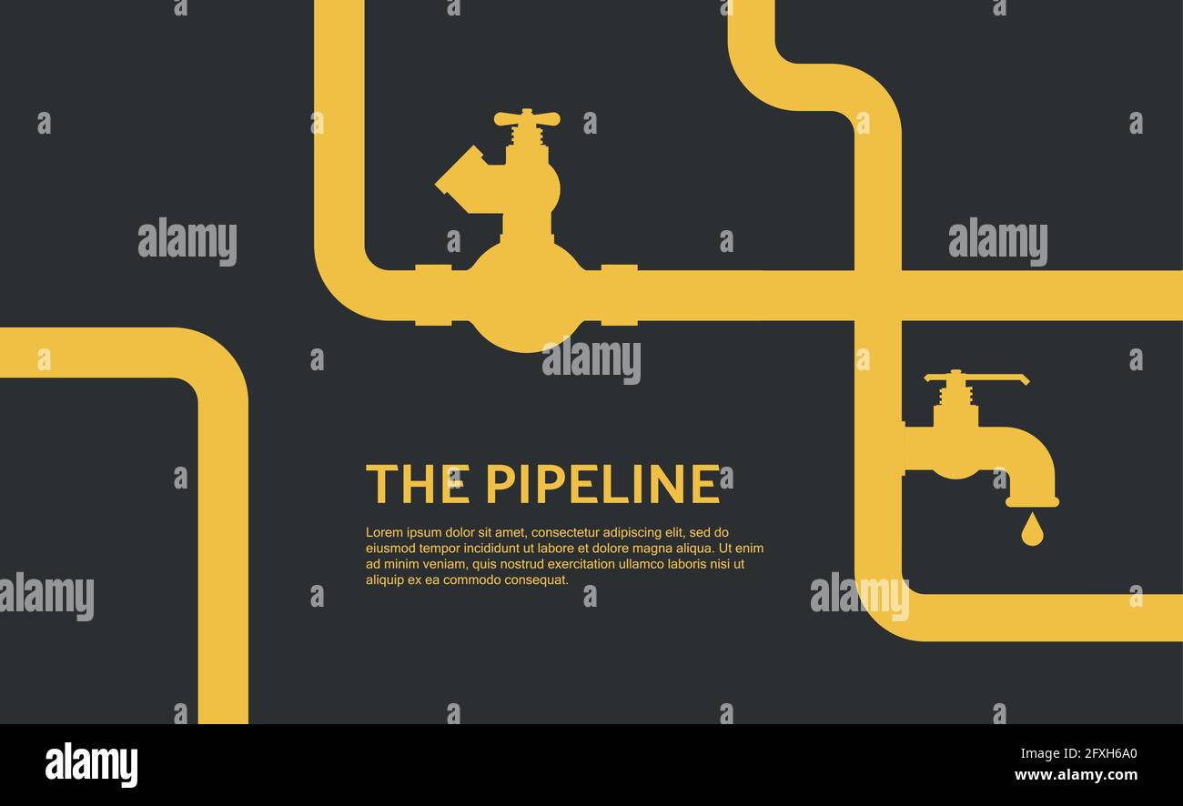 Pipeline background concept. Oil or gas flat vector design with yellow ...