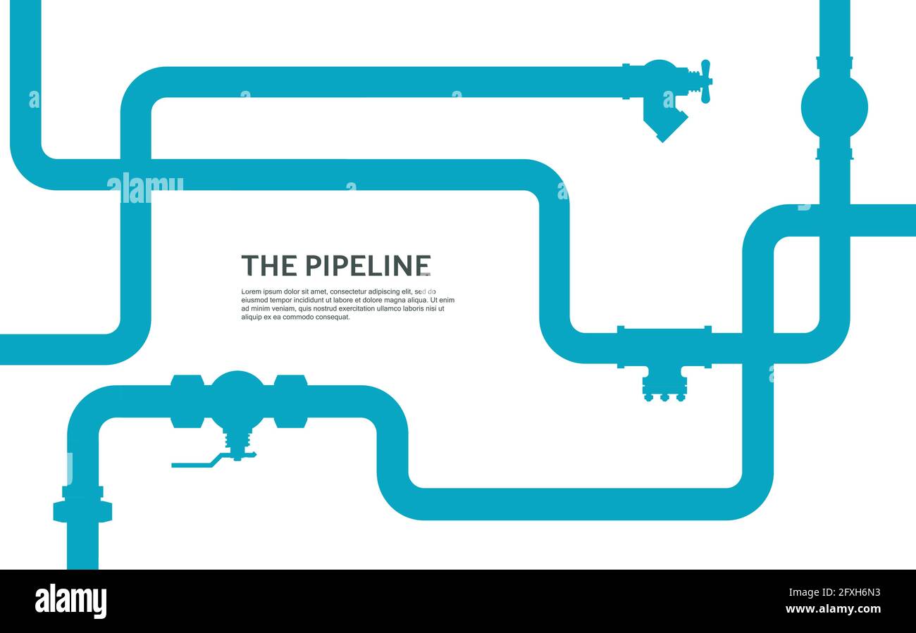 Pipeline infographic concept with blue and white colors. Water or gas ...