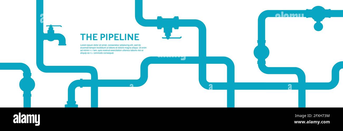 Pipeline infographic concept with blue and white colors. Oil, water or ...