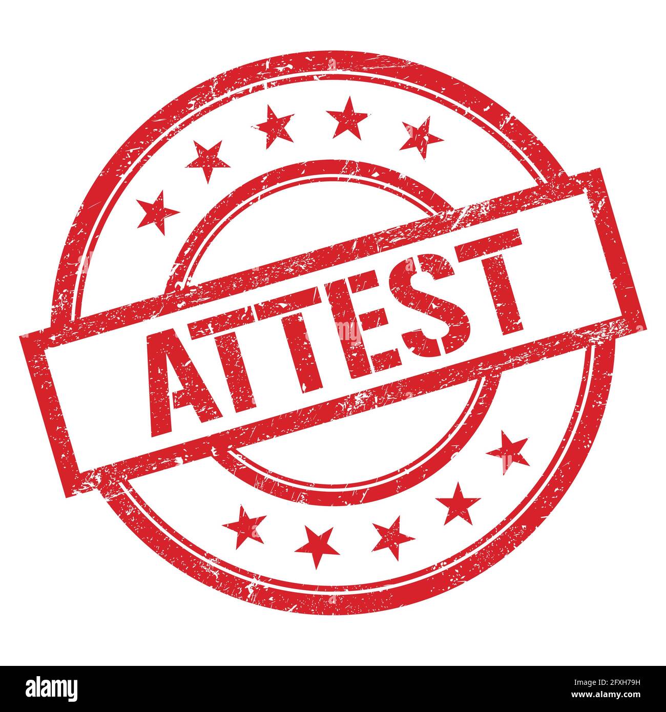 ATTEST text written on red round vintage rubber stamp Stock Photo - Alamy