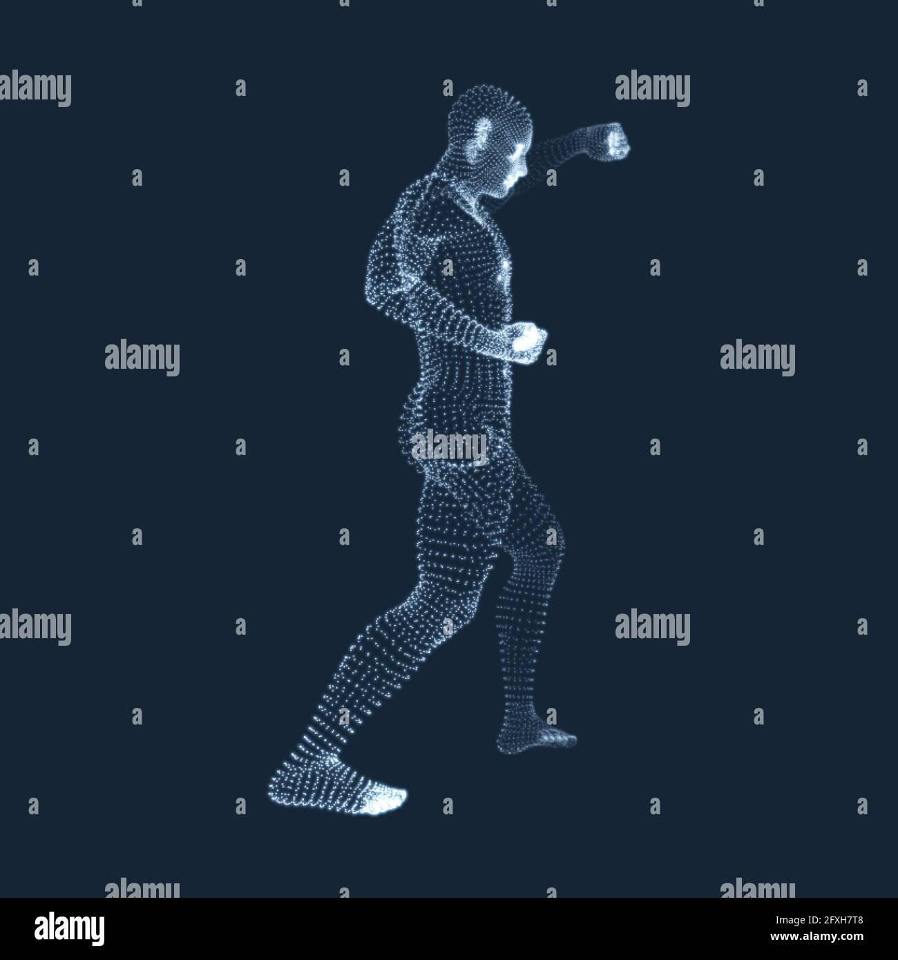 Fighting Man. 3D Model of Man. Human Body Model. Body Scanning. View of ...