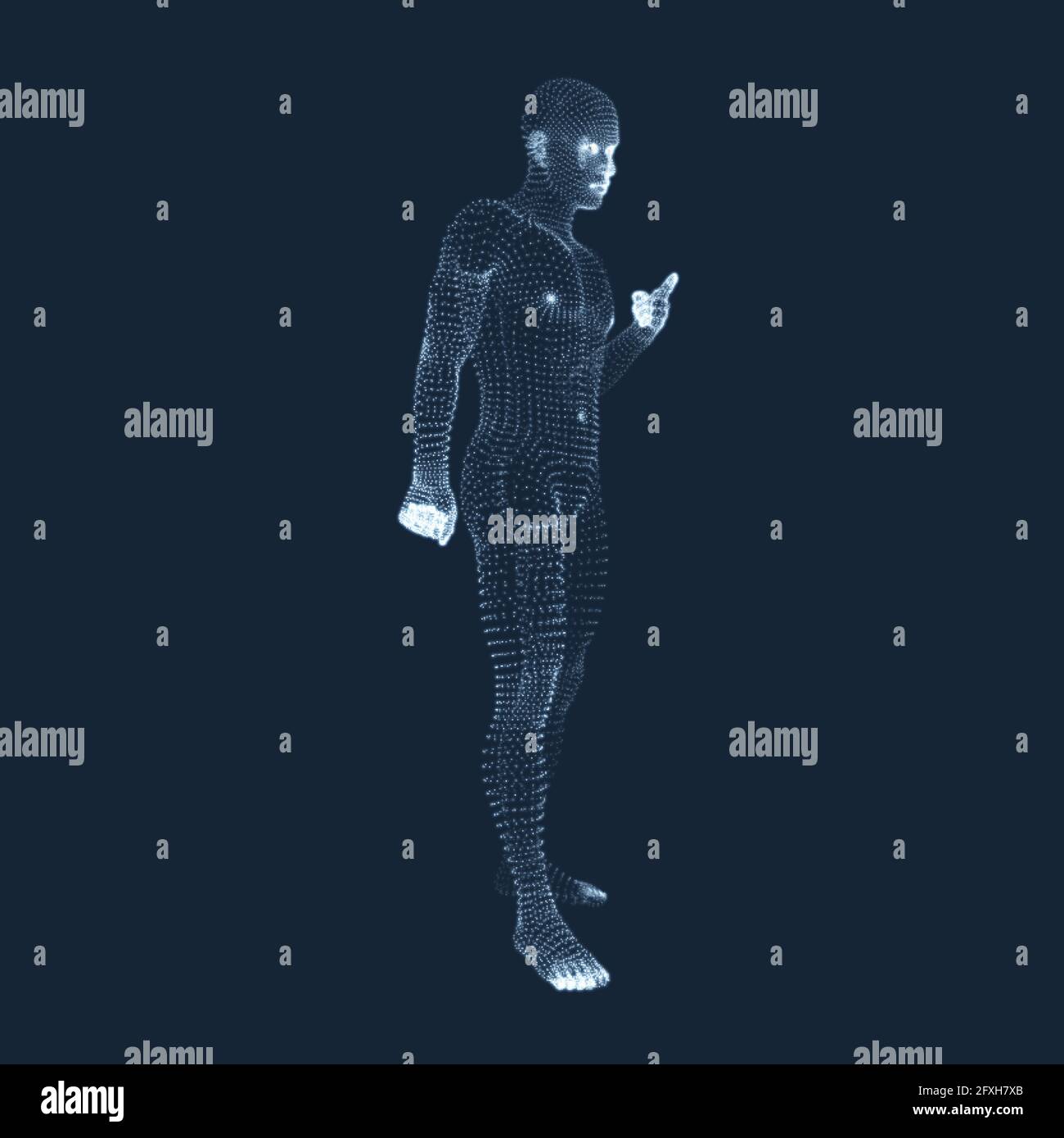 Man Pointing his Finger. 3D Model of Man. Geometric Design. Vector ...