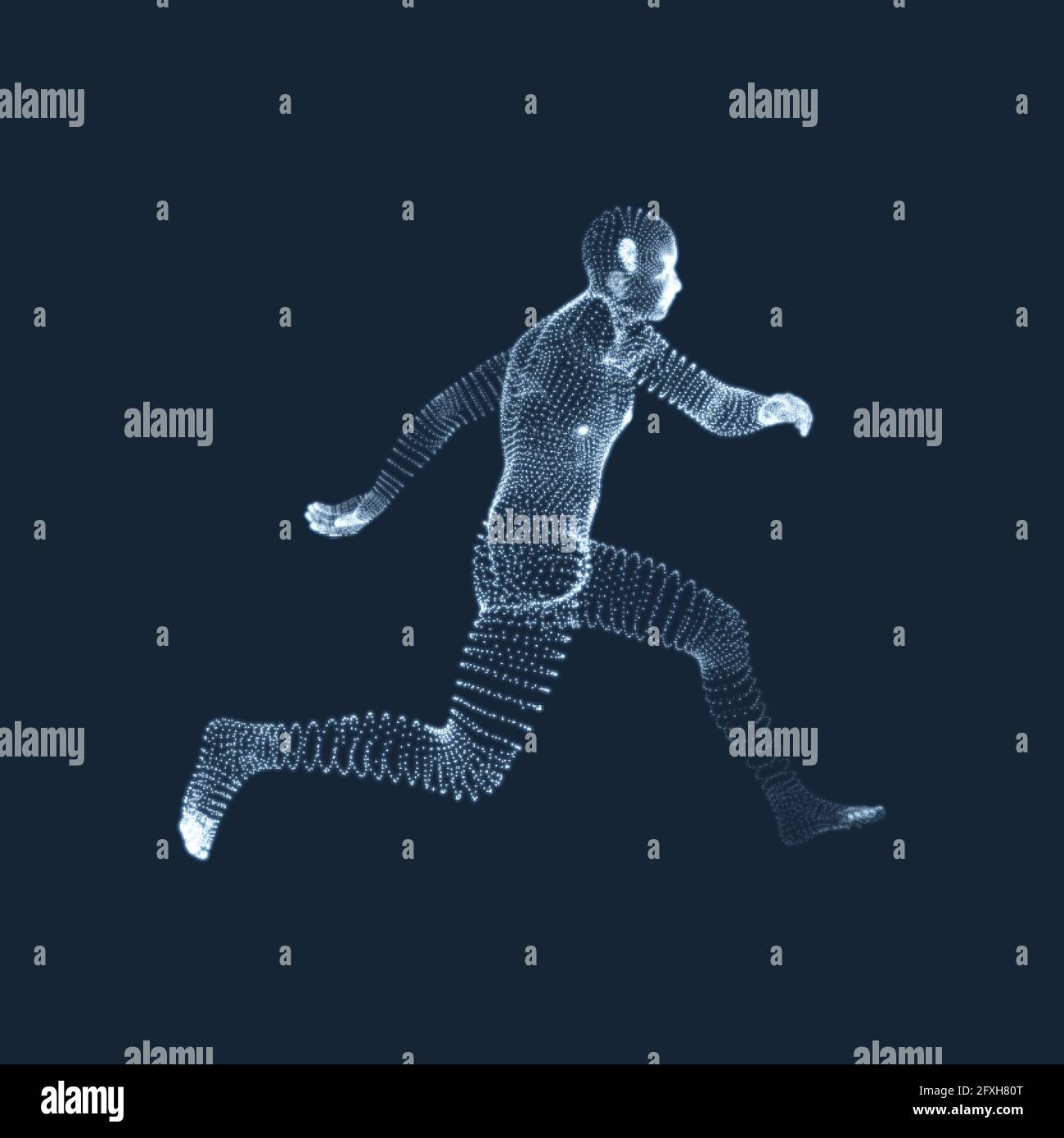 Running Man. Vector Graphics Composed of Particles. 3D Model of Man ...