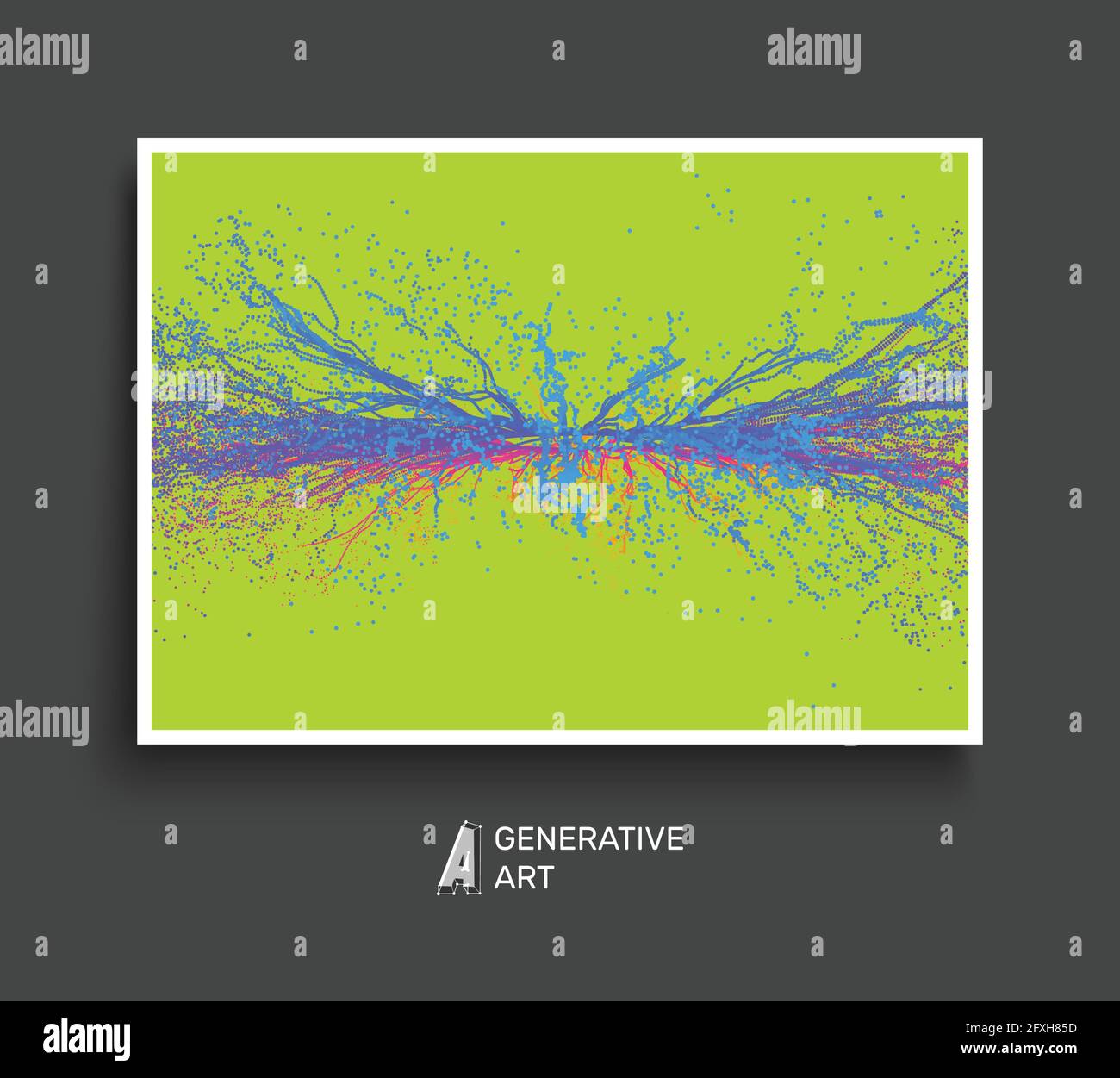 Point Explode. Array with Dynamic Emitted Particles. Textbook, booklet or notebook mockup ...