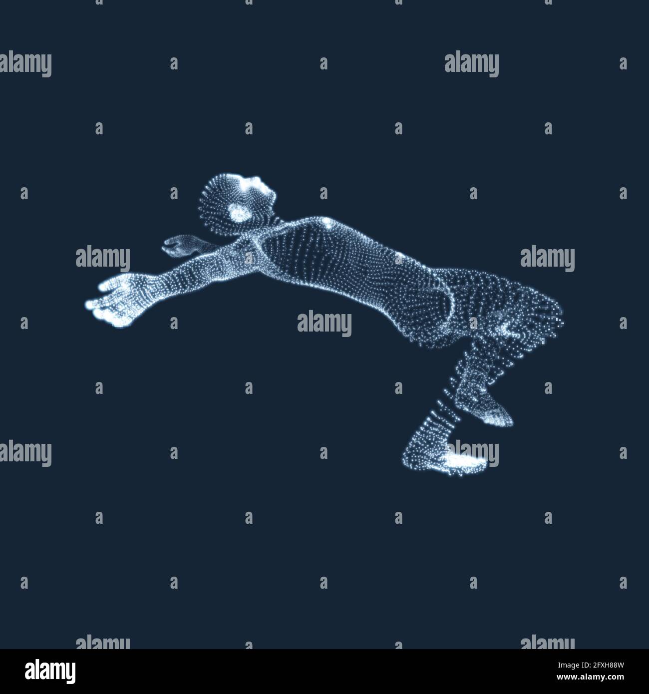 3d Man Slipping and Falling. Silhouette of a Man Fallen Down. 3D Model ...