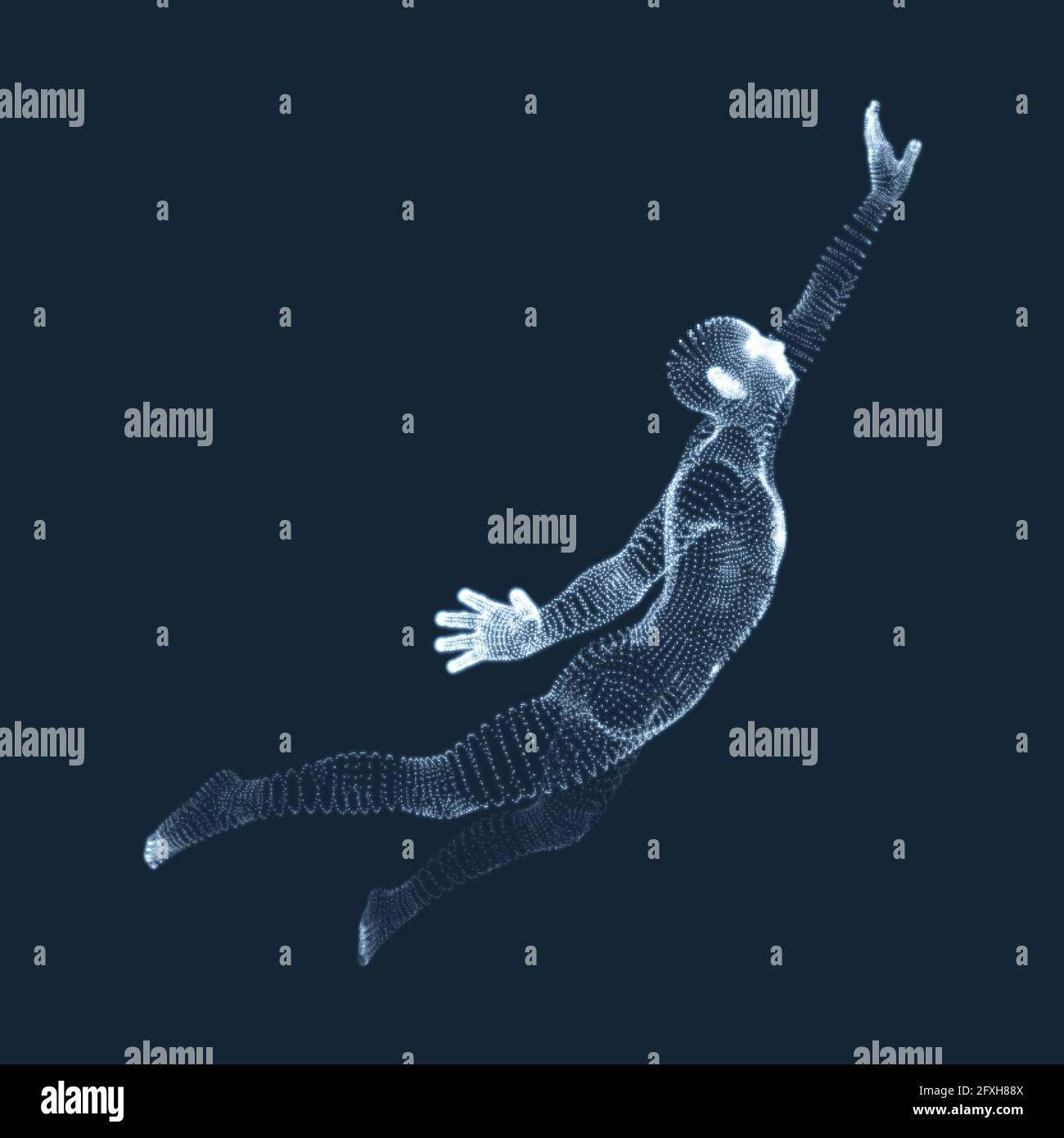 Jumping Man. Vector Graphics Composed of Particles. 3D Model of Man ...