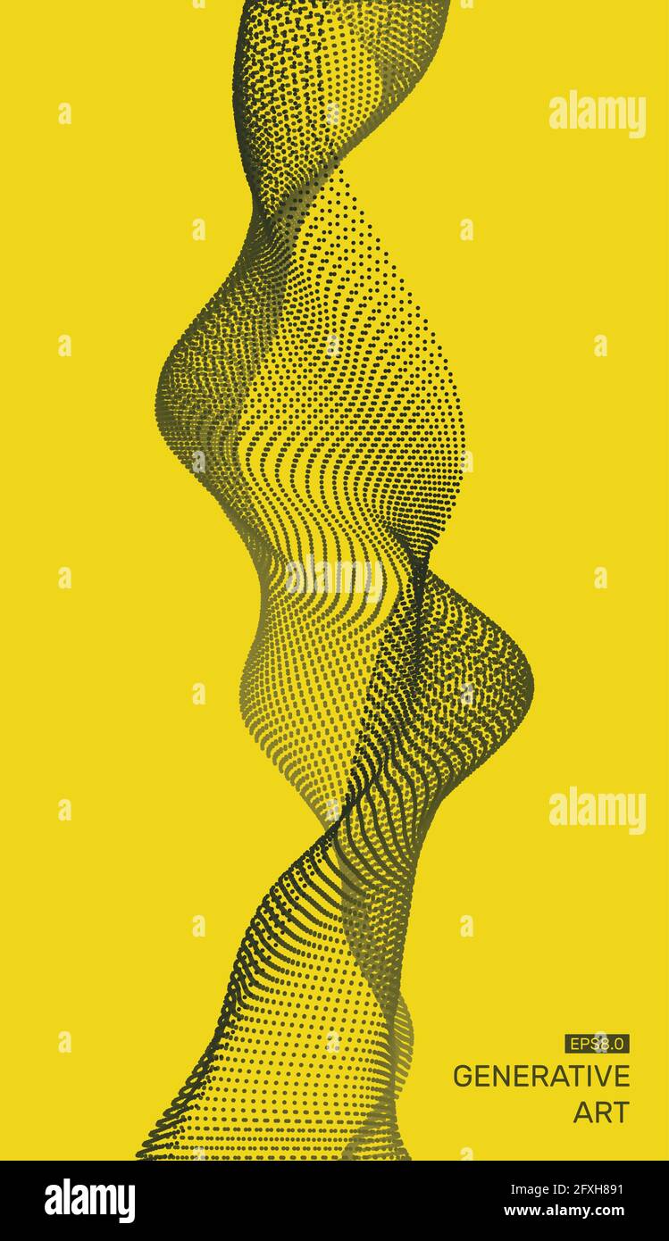 Wave Background. Ripple Grid. Abstract Vector Illustration. 3D ...