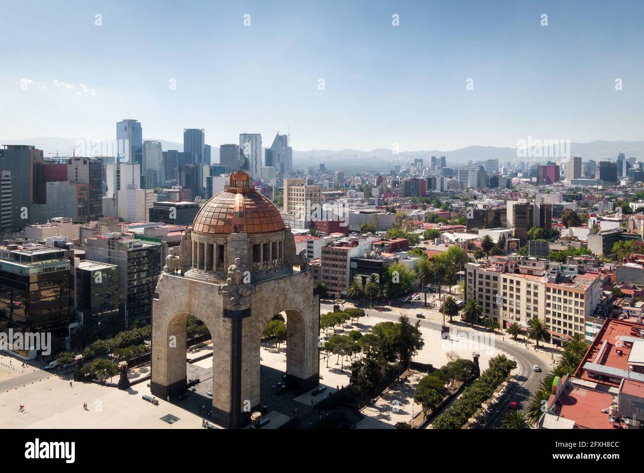 Aerial view of cityscape including architectural landmark Monument to ...