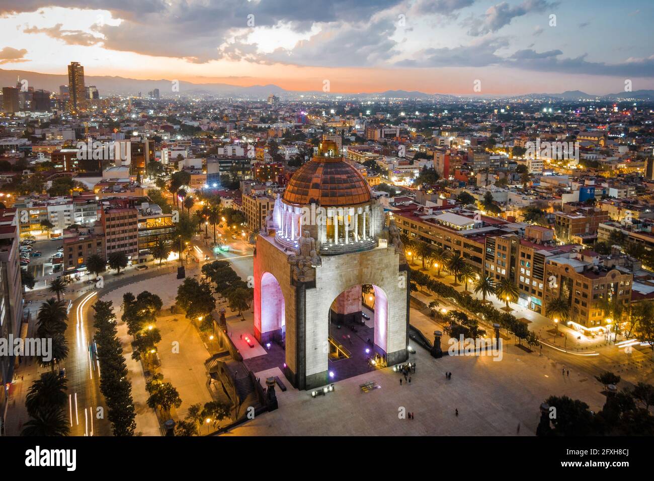 Aerial view of cityscape including architectural landmark Monument to ...