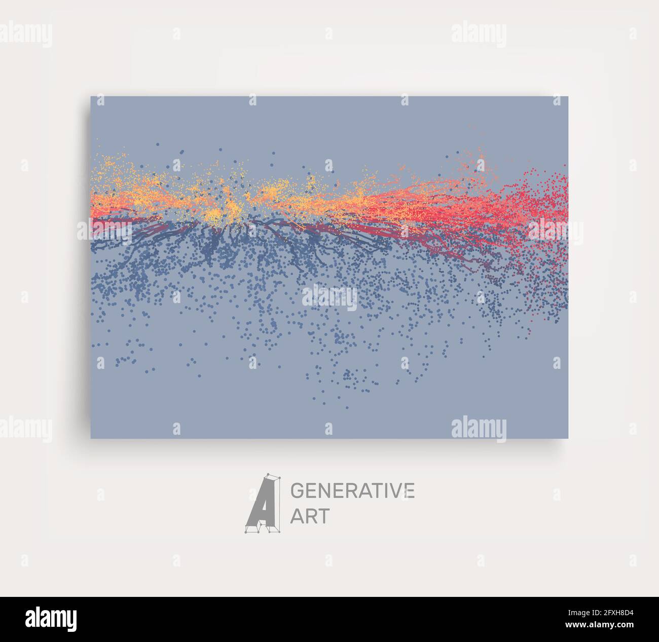 Point Explode. Array with Dynamic Emitted Particles. Textbook, booklet or notebook mockup ...