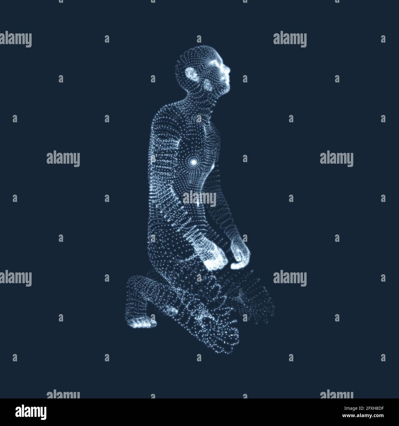 3D Model of Man. Man who prays. Concept for Religion, Worship, Love and ...