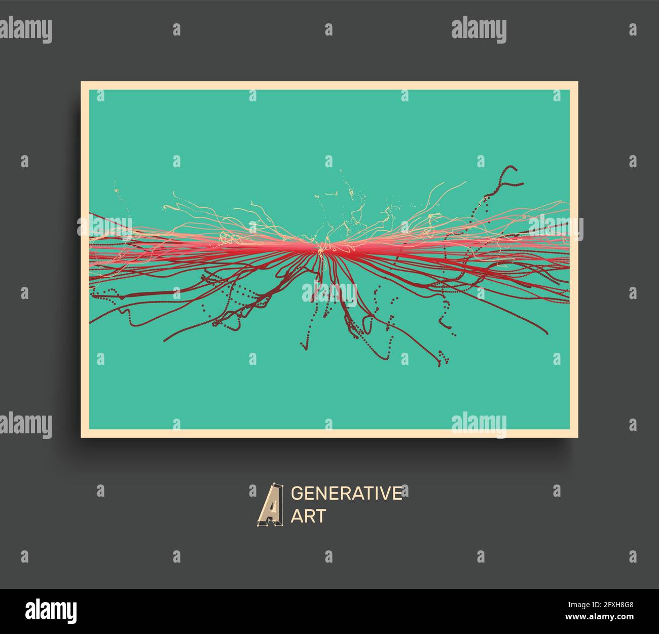 Point Explode. Array with Dynamic Emitted Particles. Textbook, booklet or notebook mockup ...