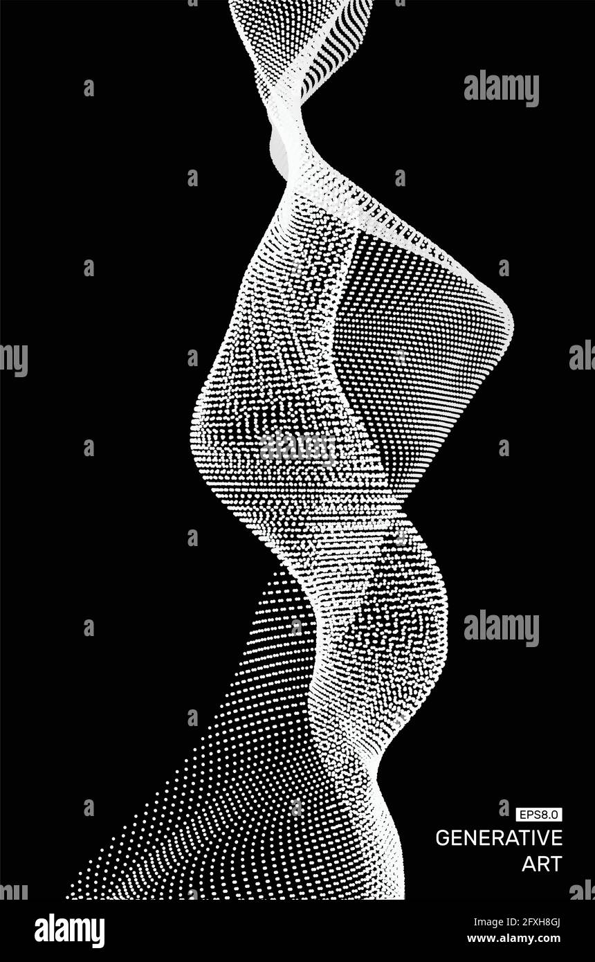 Wave Background. Ripple Grid. Abstract Vector Illustration. 3D ...