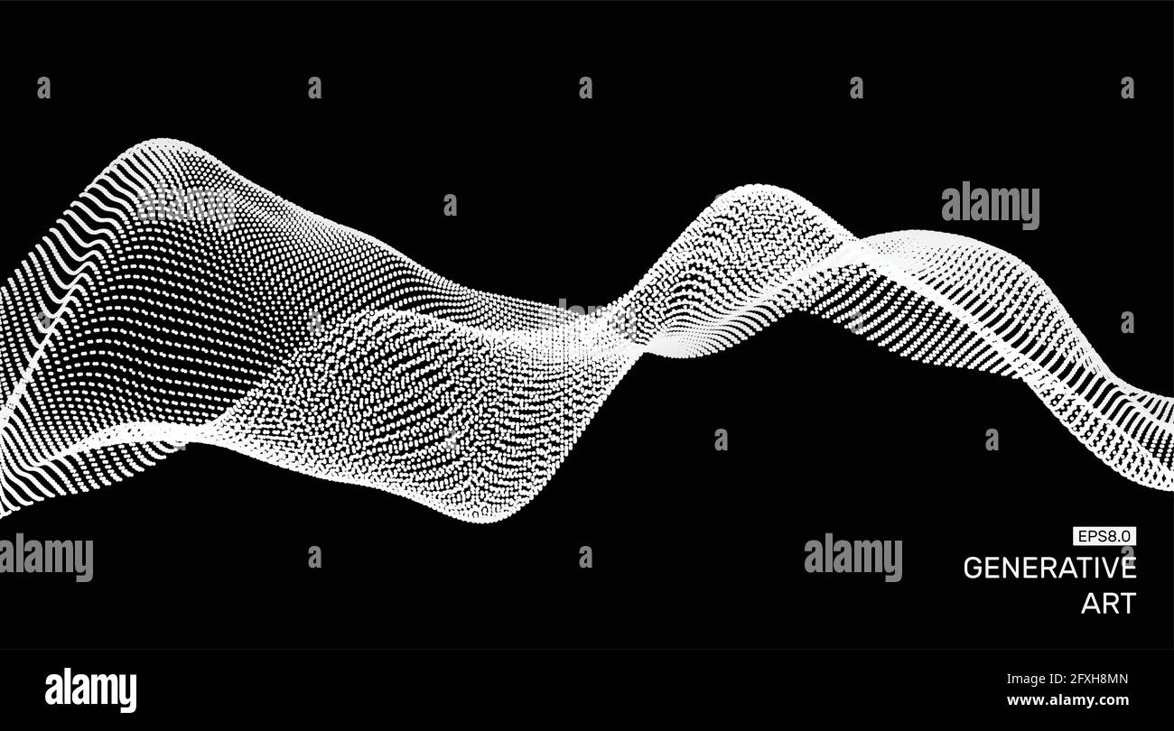 Wave Background. Ripple Grid. Abstract Vector Illustration. 3D ...