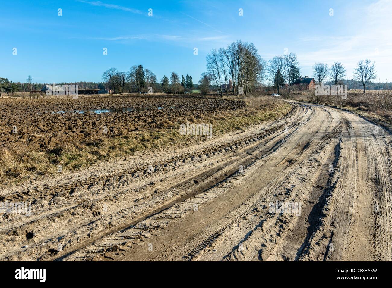 Spring rural landscape with countryside dirt road Stock Photo - Alamy