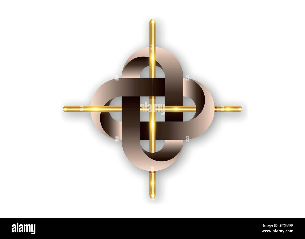 golden cross in intertwined Celtic knot, classic shape simple gold ...