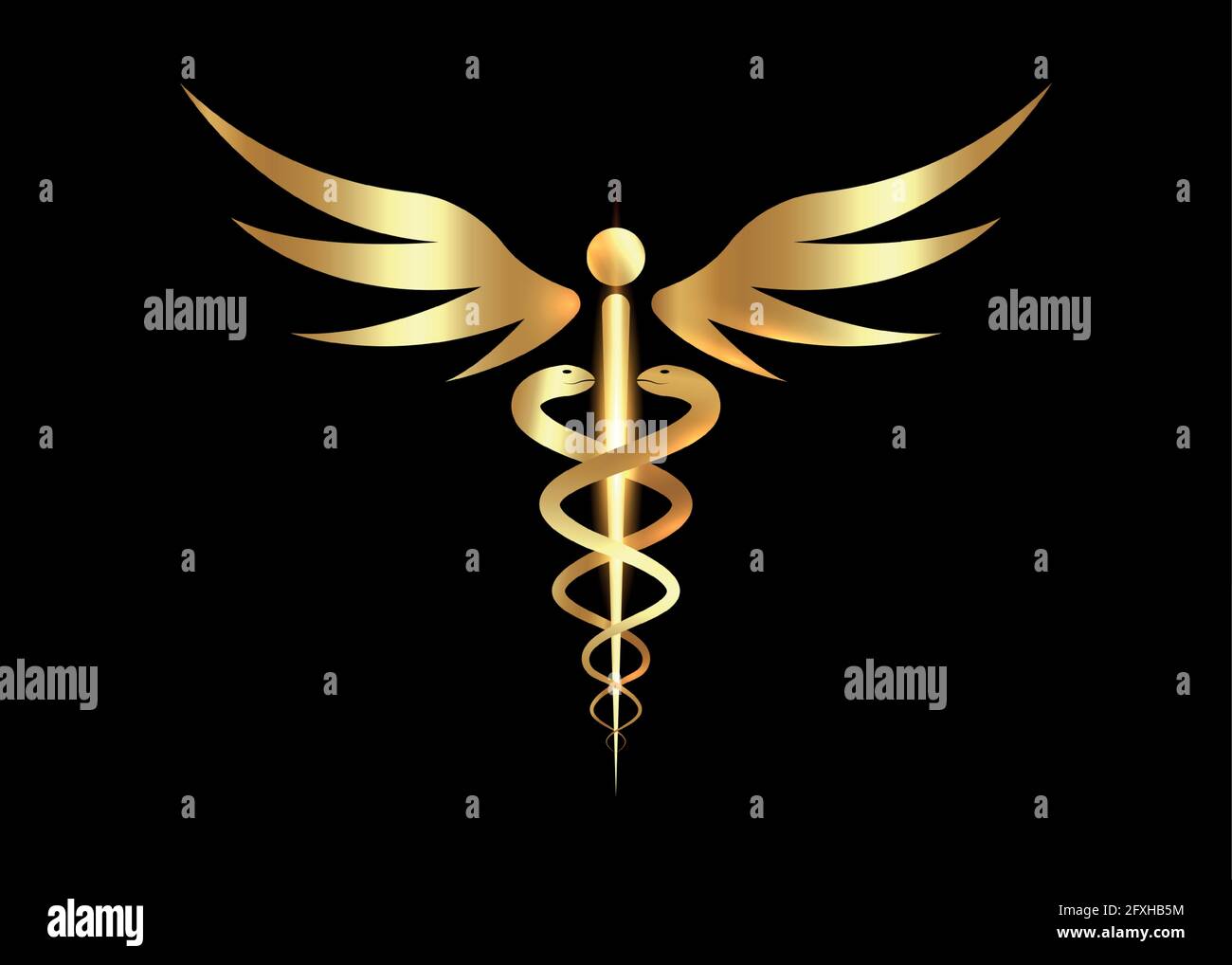 Medical Symbol Silhouette Caduceus Medical Symbol Line Art Stock