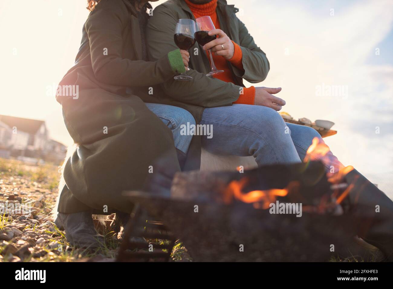 Bonfire beach couple hi-res stock photography and images - Alamy