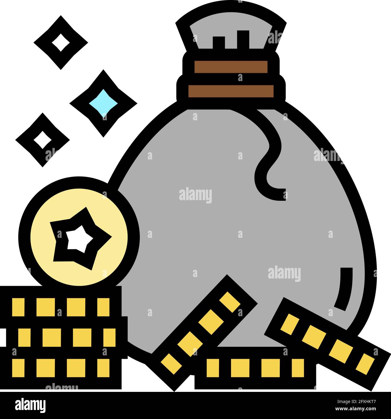 coin bag award for win video game level color icon vector illustration ...