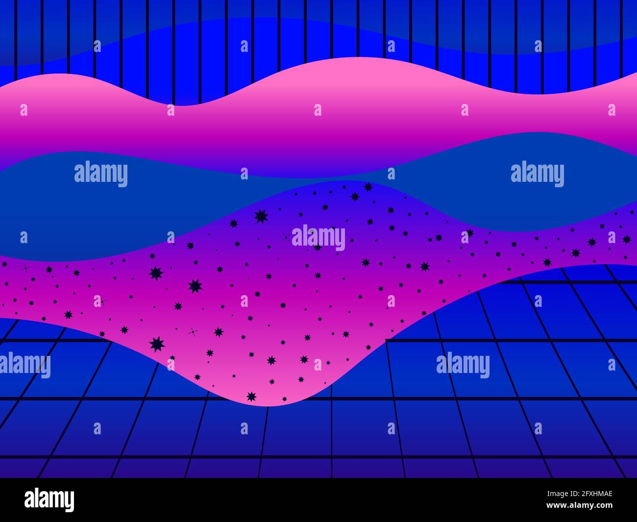 Synthwave pattern, cyber space. Laser grid and liquid wave. Gradient ...