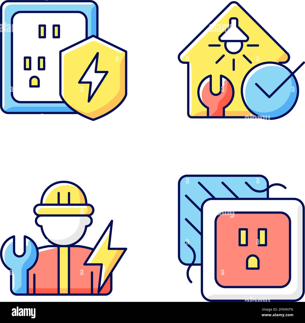 Electrician service RGB color icons set Stock Vector Image & Art - Alamy