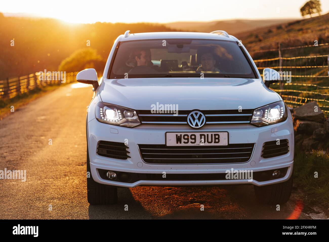 London, UK, May 18, 2021: White Volkswagen Touareg R- Line Highline ...