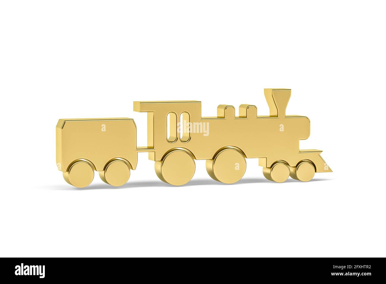 Golden 3d train icon isolated on white background - 3D render Stock ...