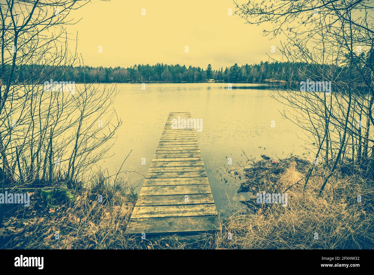 Wooden cross over lake hi-res stock photography and images - Alamy