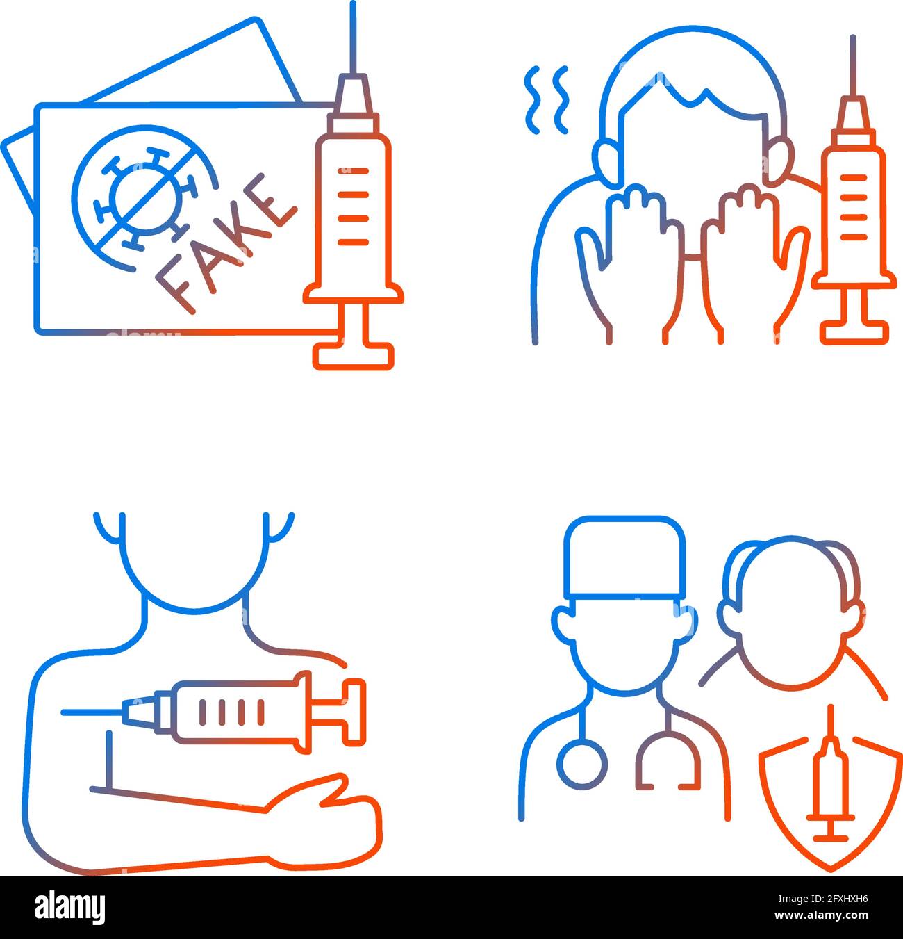 Vaccine inoculation gradient linear vector icons set Stock Vector Image ...