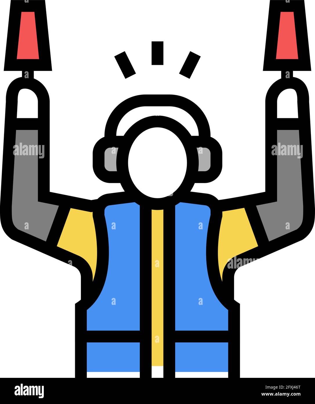 airport employee direct plane to runway color icon vector illustration ...
