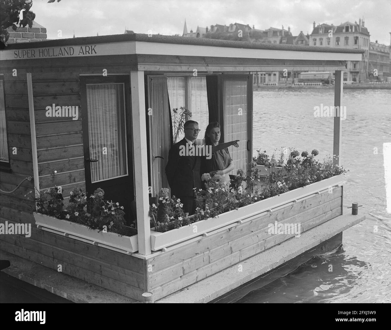 Woonschepen Fa. Vlaming, 6 July 1949, Houseboats, The Netherlands, 20th ...