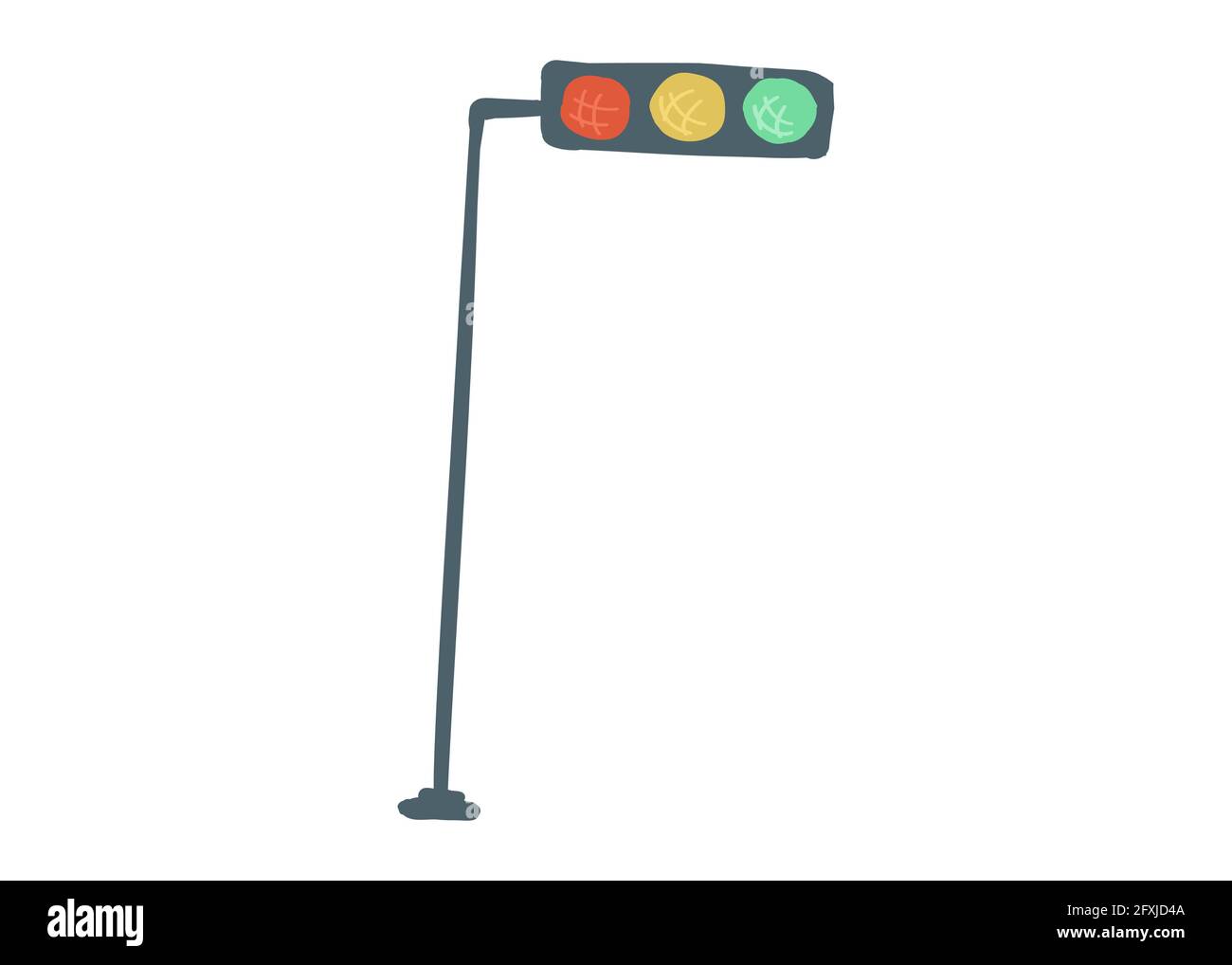 road traffic light. style cartoon simple hand drawing. vector ...
