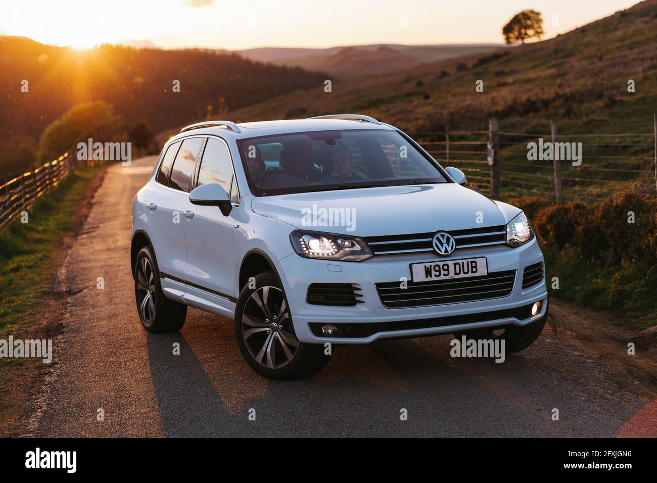 London, UK, May 18, 2021: White Volkswagen Touareg R- Line Highline ...