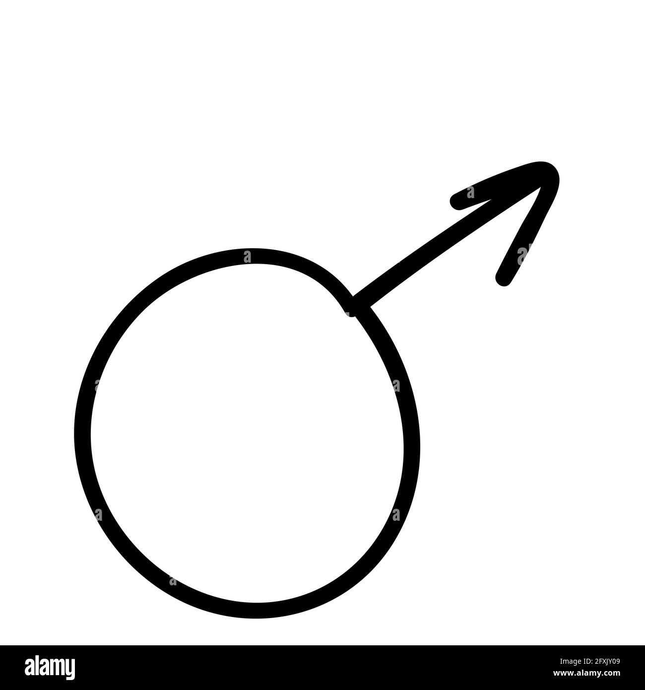 mars sign, circle with outward arrow one line. vector illustration ...