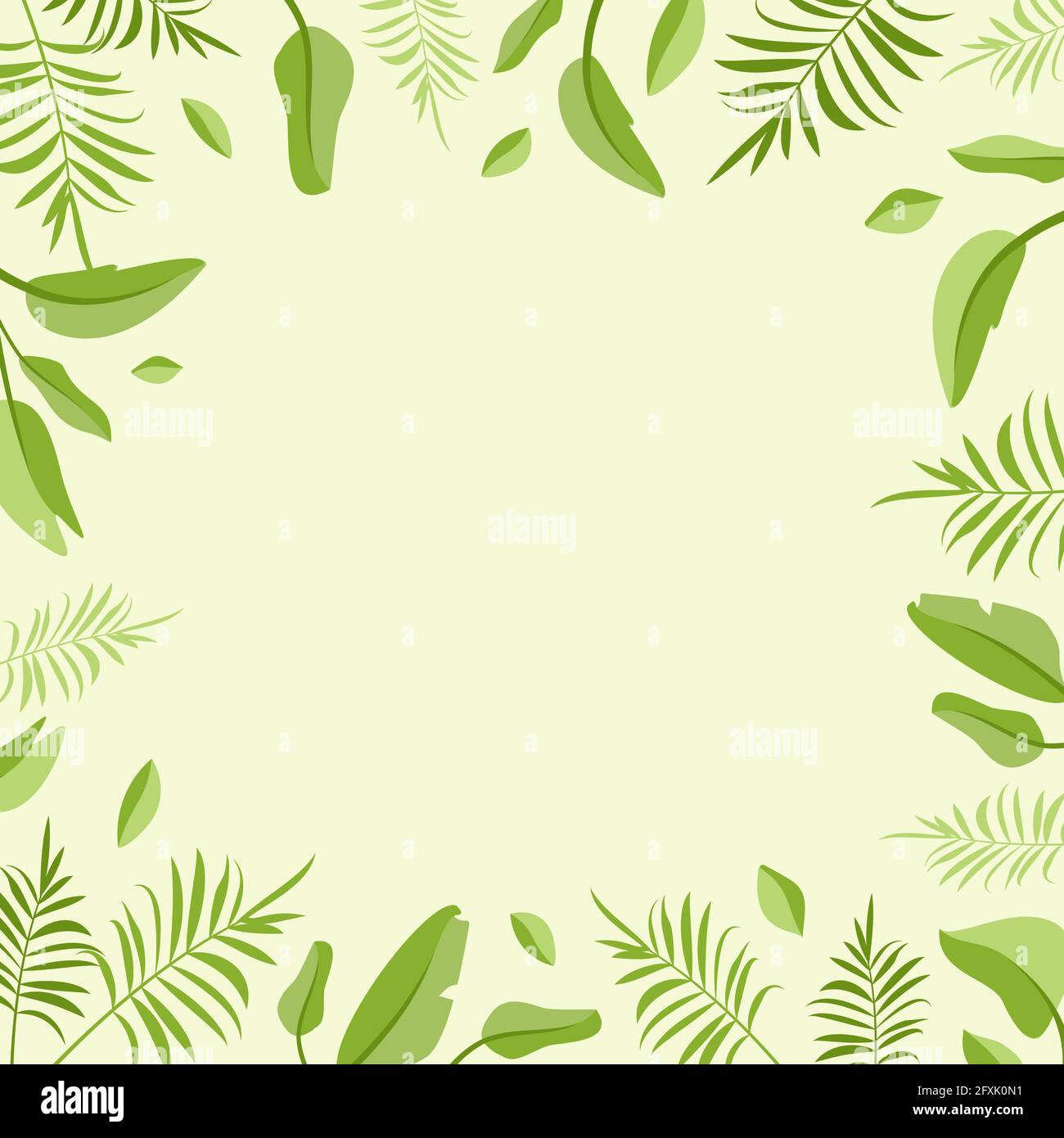 Green frame with palm leaves and blank space. Banner for special offers ... Green frame with palm leaves and blank space. Banner for special offers ...