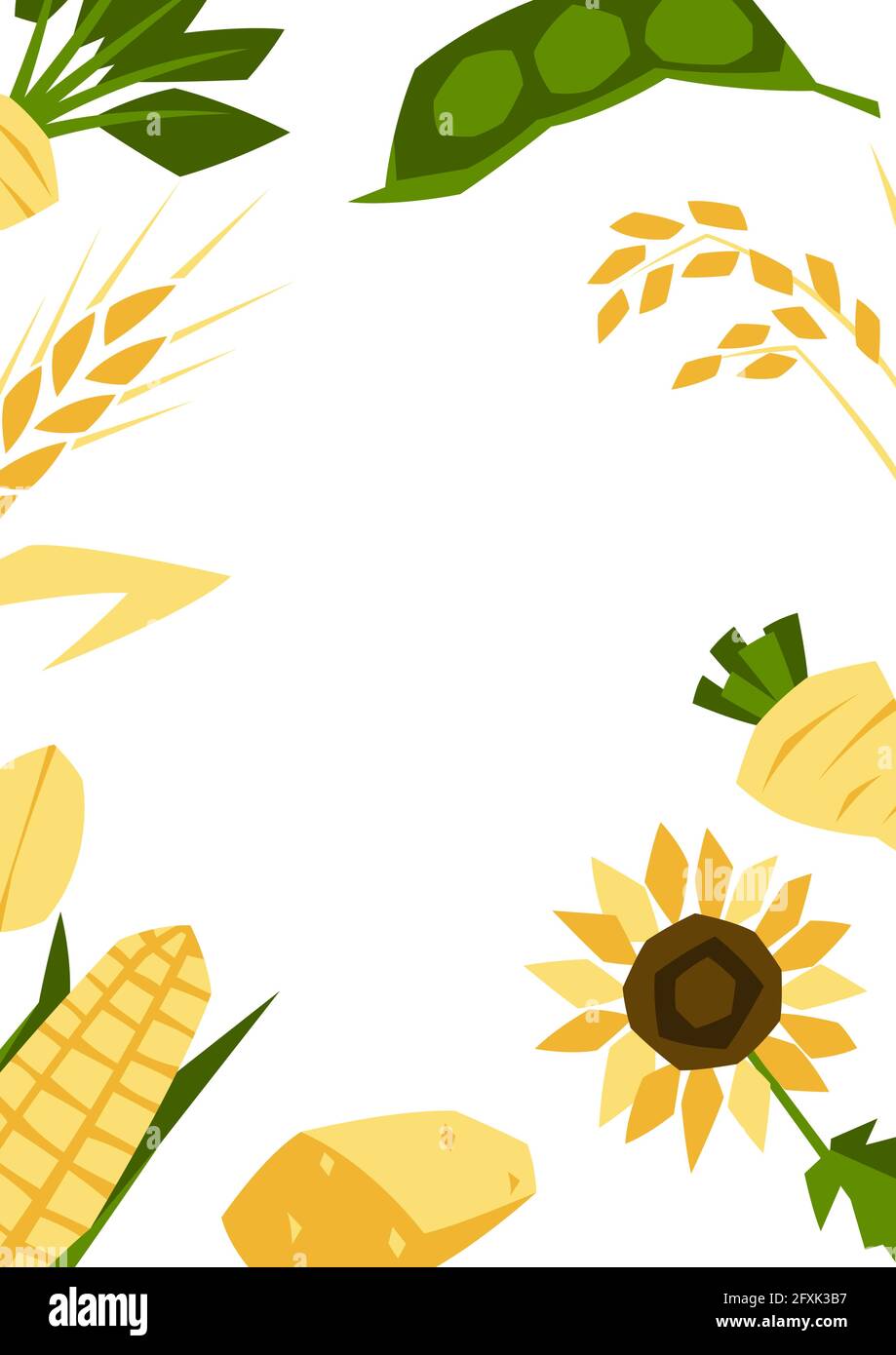 Background with agricultural crops. Harvesting stylized illustration ...