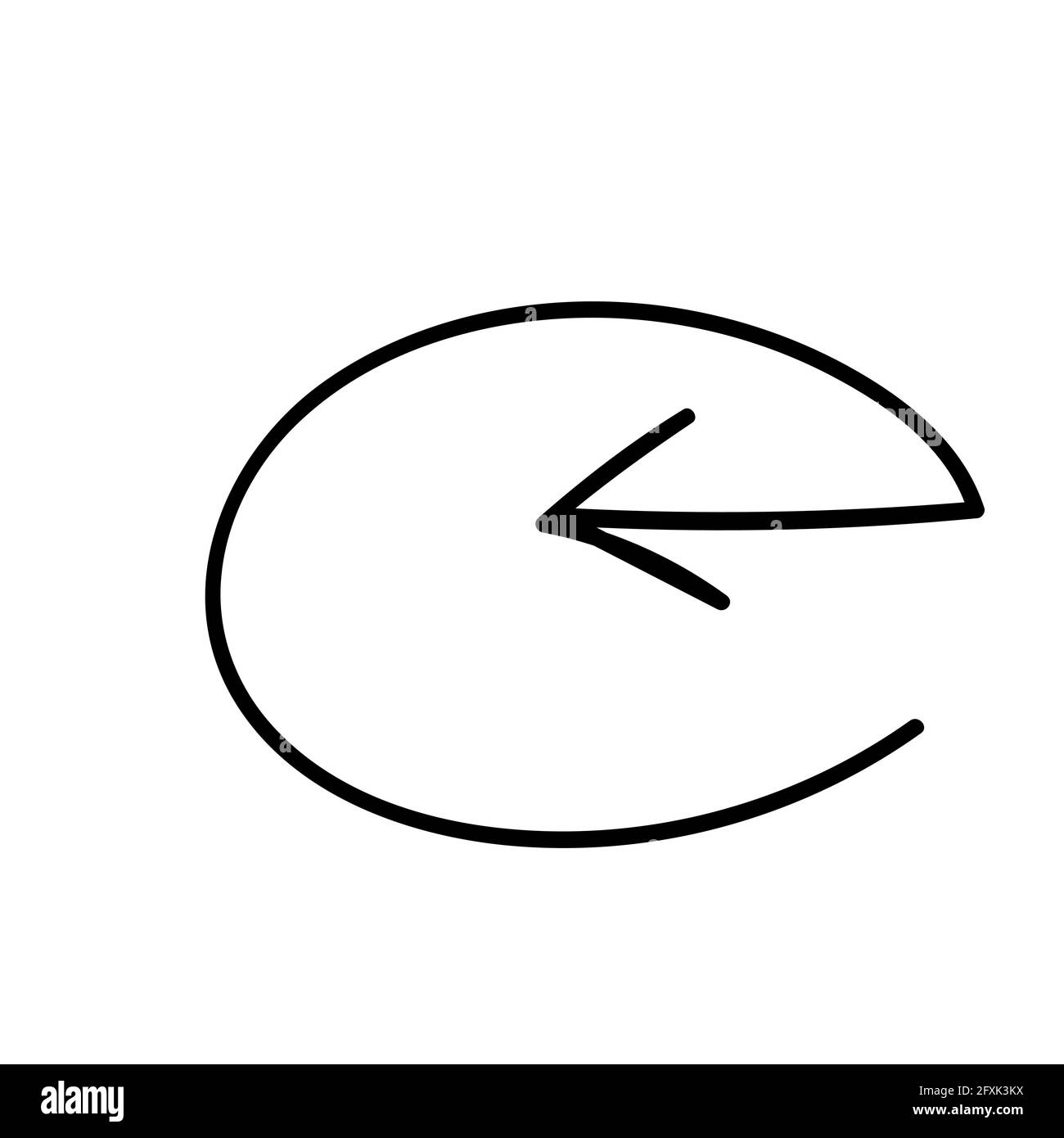 round frame with an arrow pointing inward to an oval. hand-drawn doodle ...