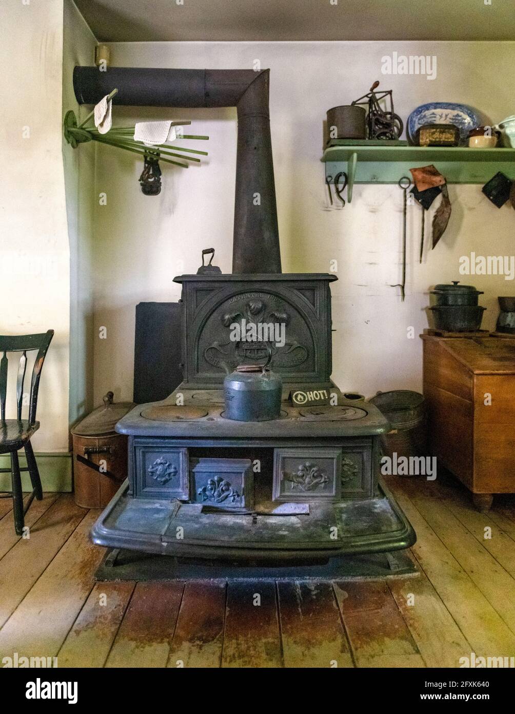 Cooking furnace also used for the heating of a colonial house. Black ...