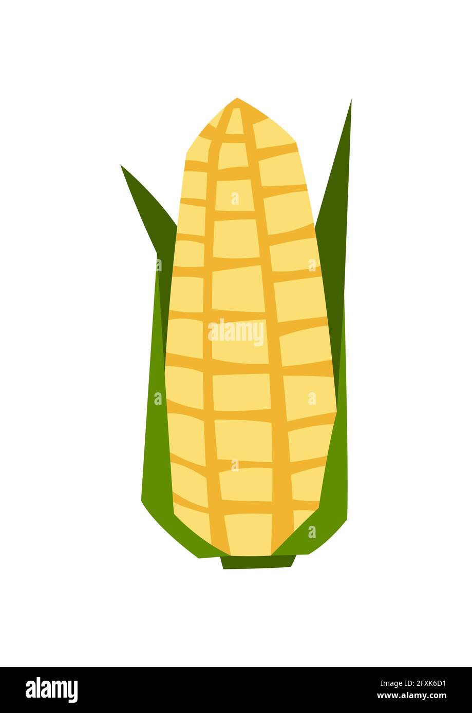 Illustration of ripe corn cob. Agricultural stylized plant Stock Vector ...