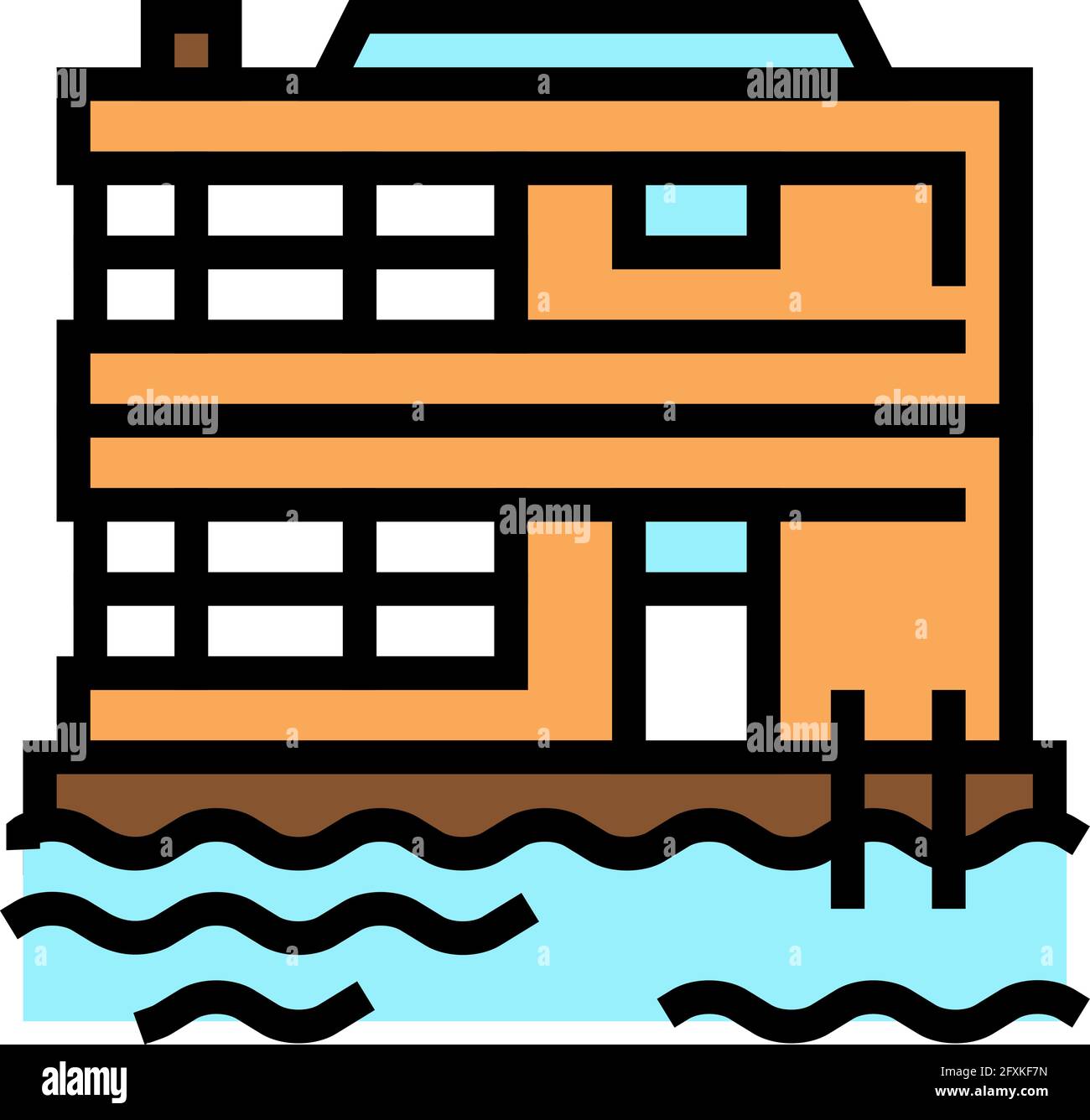 floating on water residence house color icon vector illustration Stock ...