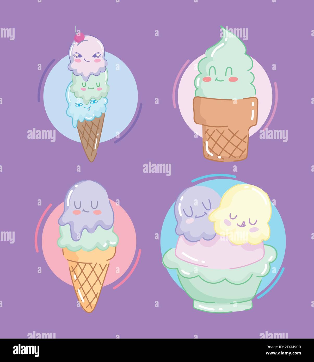 cute ice cream set Stock Vector Image & Art - Alamy