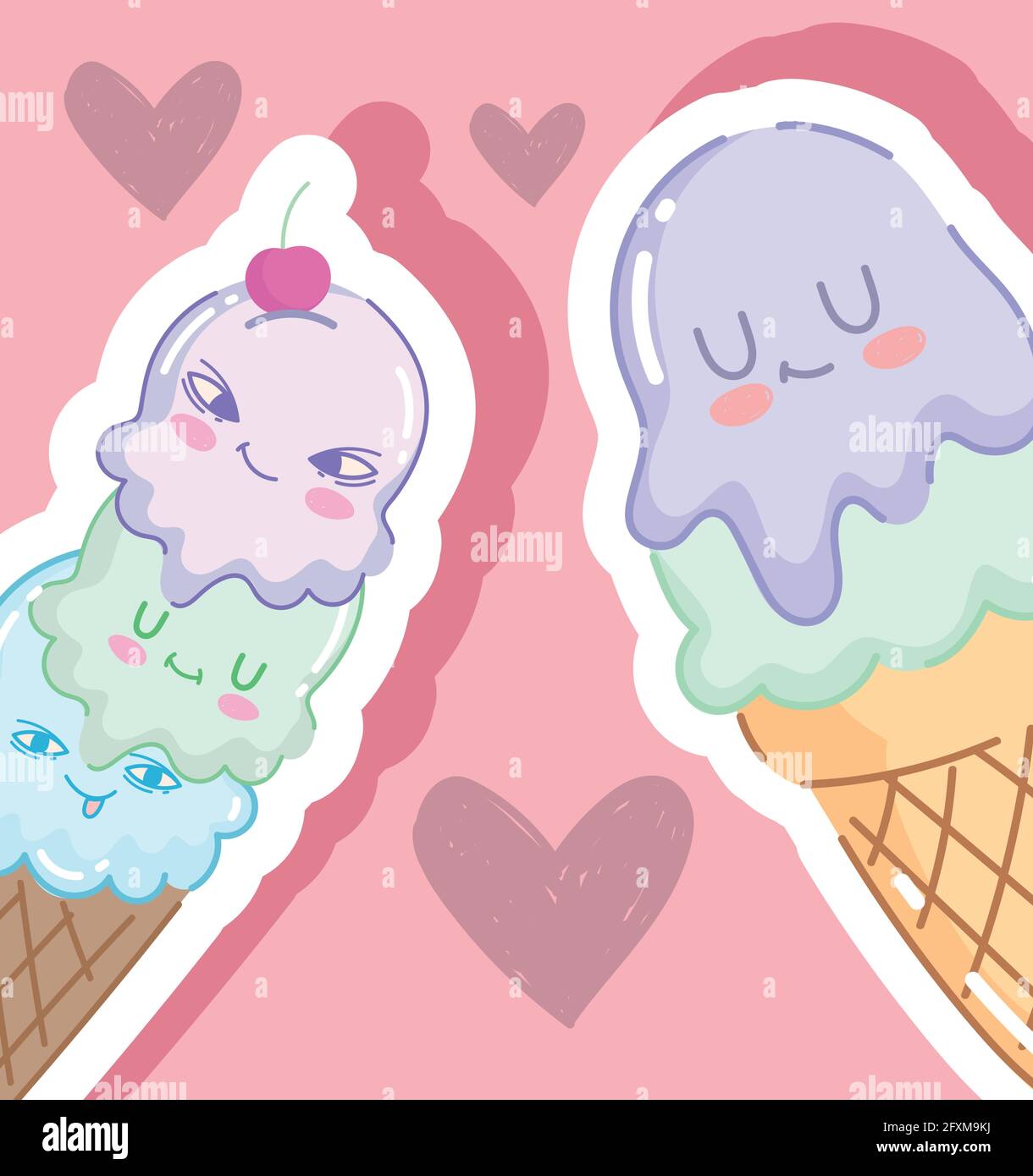 ice cream sticker cute Stock Vector Image & Art - Alamy