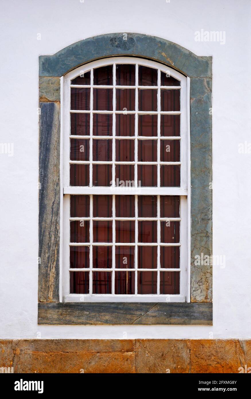Colonial window at historical center, Sao Joao del Rei, Brazil Stock ...