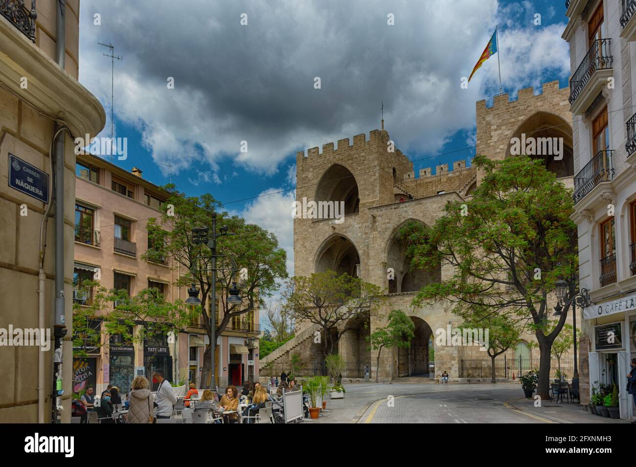 Valencia, Spain, April 17, 2021: Backside of Torres de Serranos, 33 ...