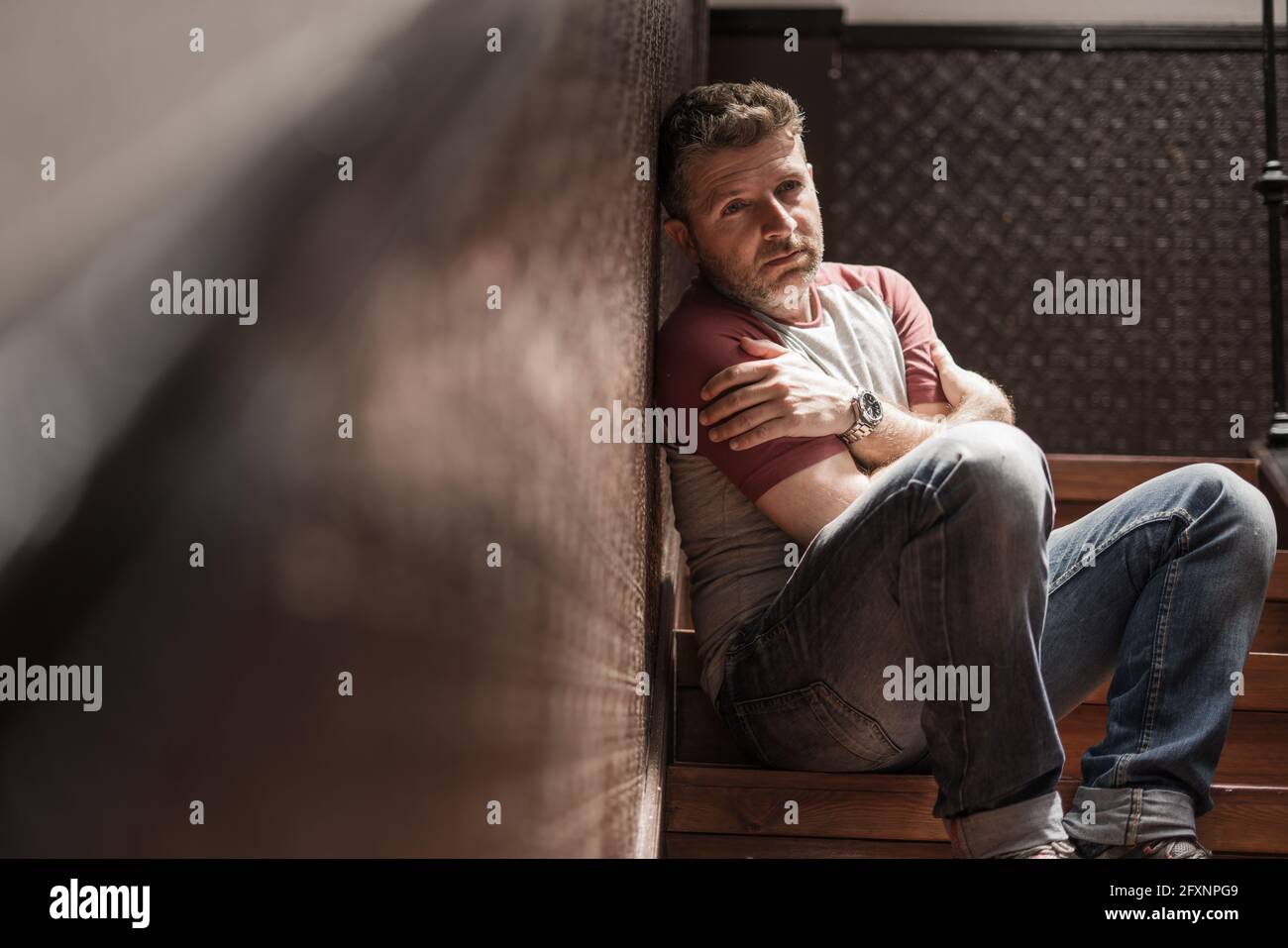 unemployment and divorce - dramatic lifestyle portrait of sad and ...