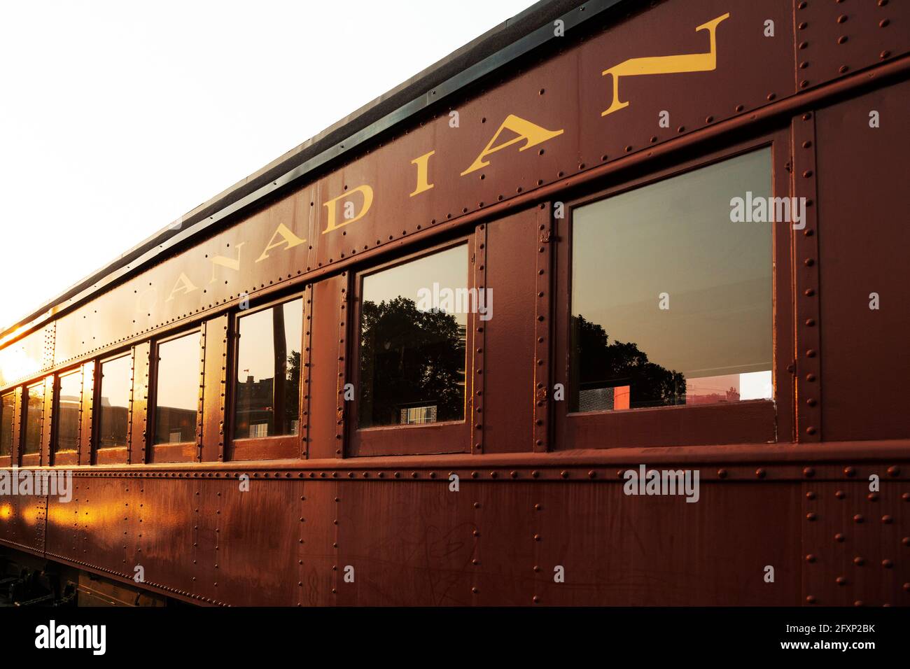 Railway carriage in the livery of the Canadian Pacific Railway in ...